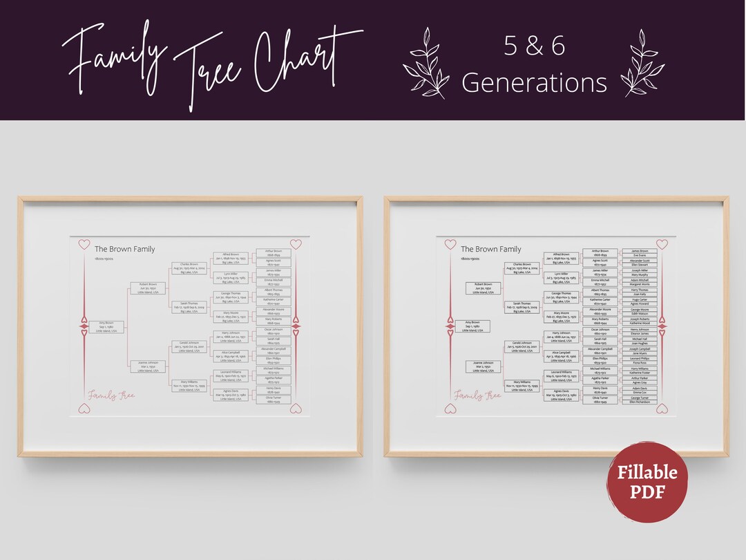 Family Tree Template Printable Fillable PDF Family Tree Chart - 5 & 6 ...