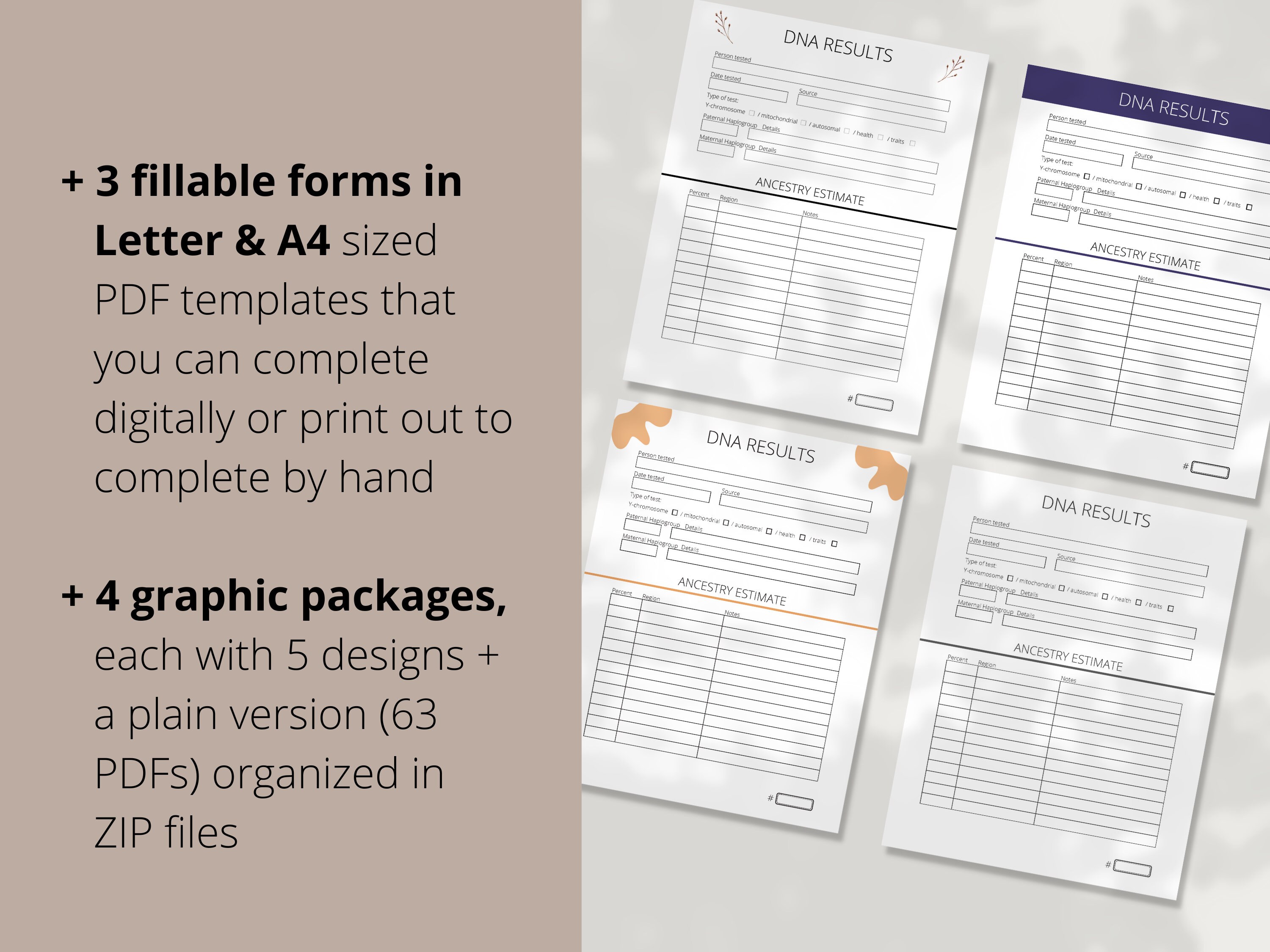 DNA Results Genealogy Research Digital Printable Fillable Forms PDF ...
