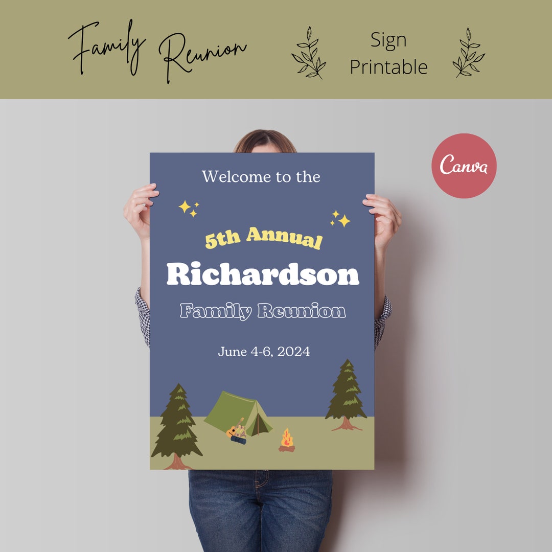 Family Reunion Sign Template, Outdoors | Welcome Event Sign Template ...