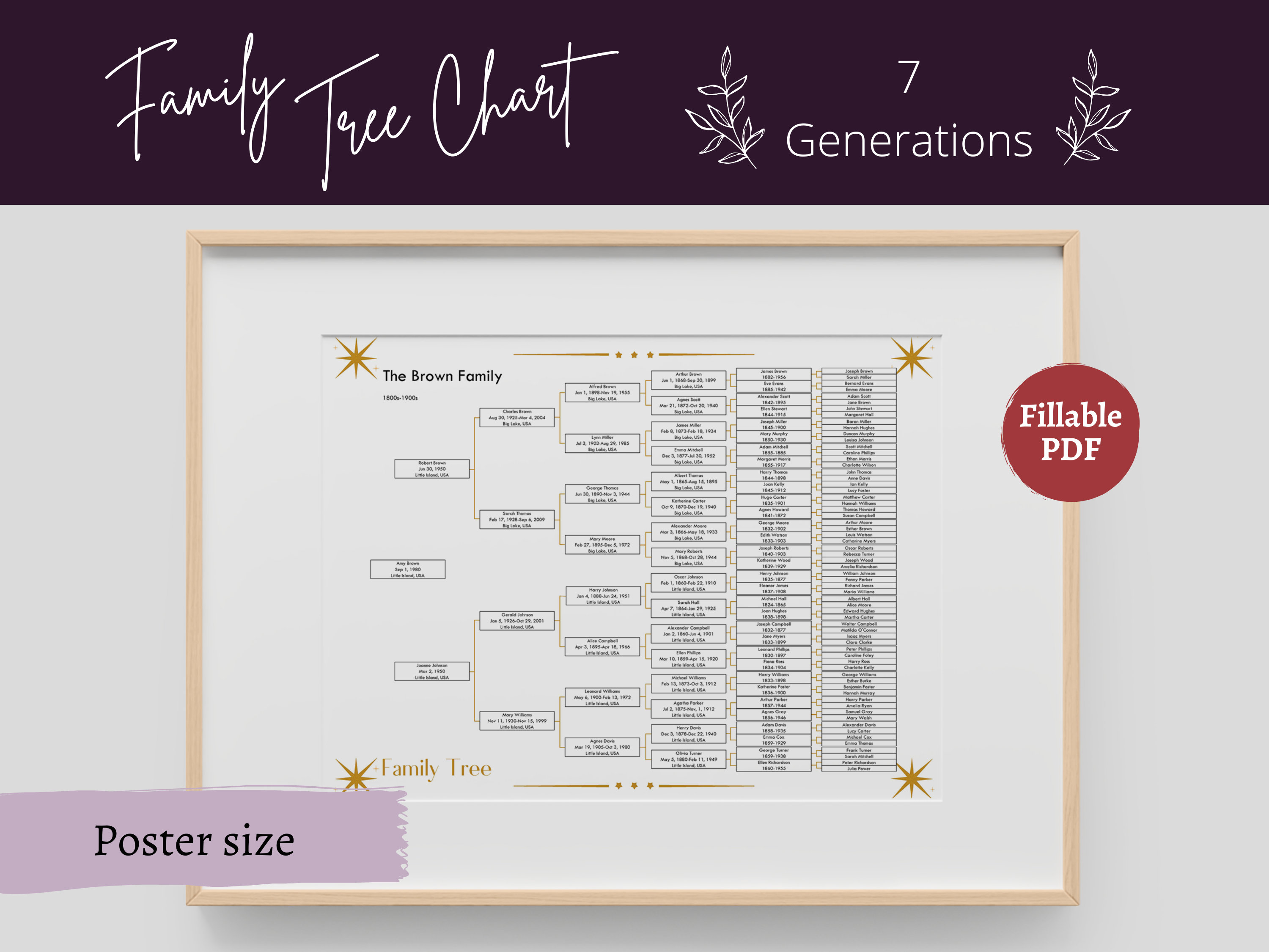 Family Tree Template Printable Fillable PDF Family Tree Chart 7 ...