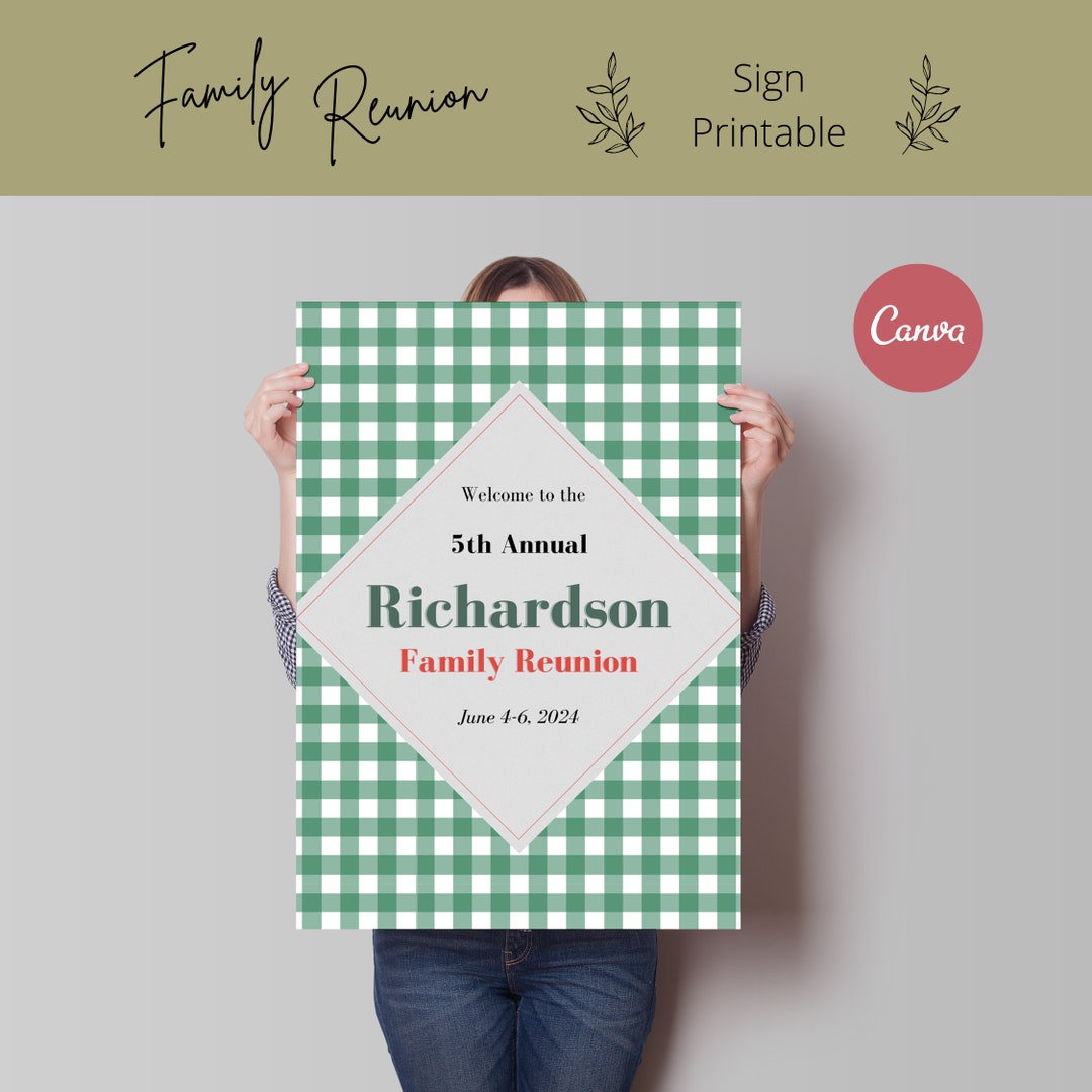 Family Reunion Sign Template, Picnic | Welcome Event Sign Template for ...