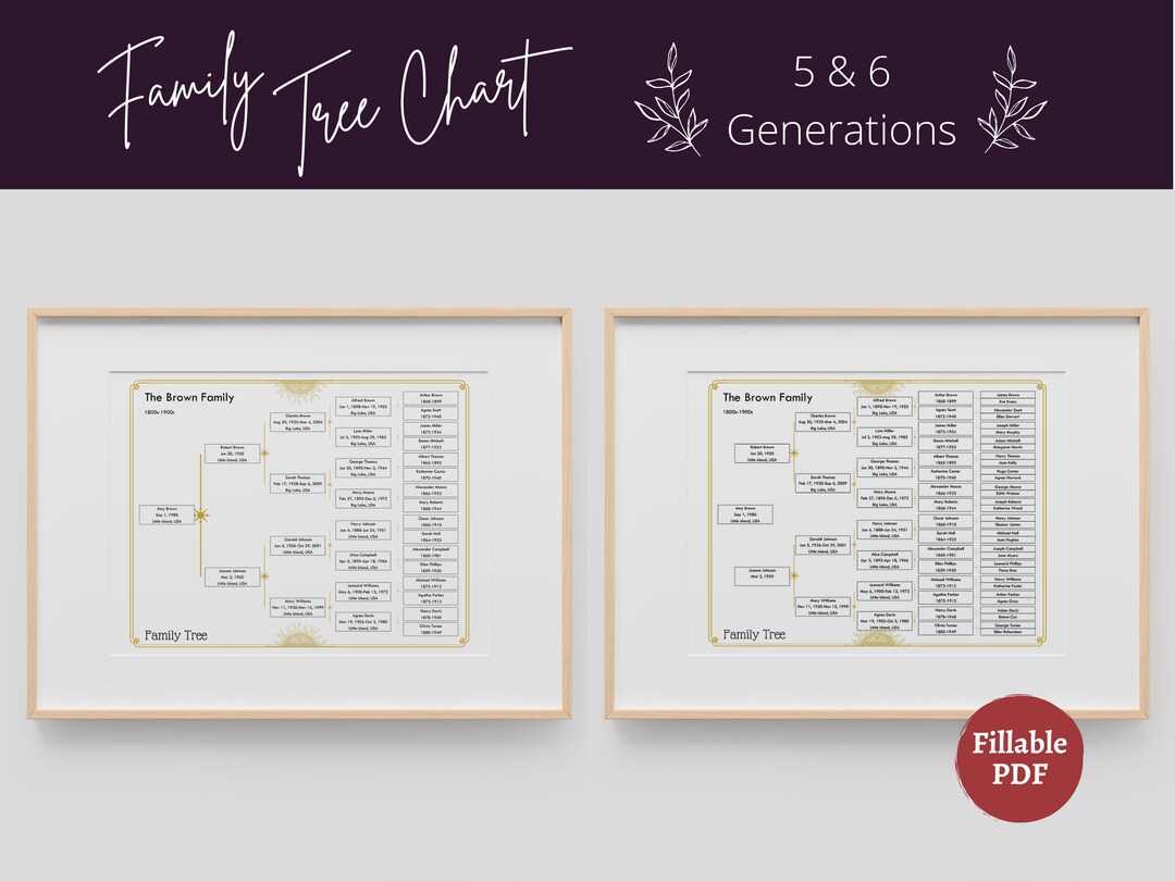 Family Tree Template Printable Fillable PDF Family Tree Chart - 5 & 6 ...