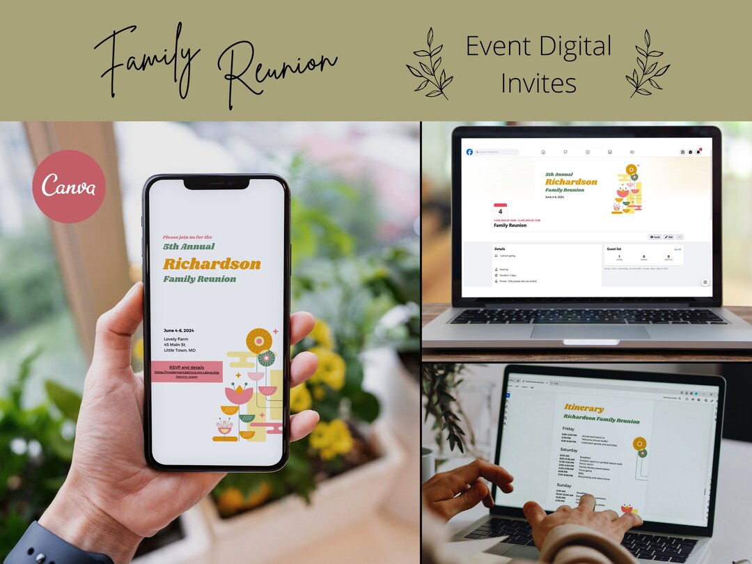 Family Reunion Digital Templates for Canva Event Digital Templates ...