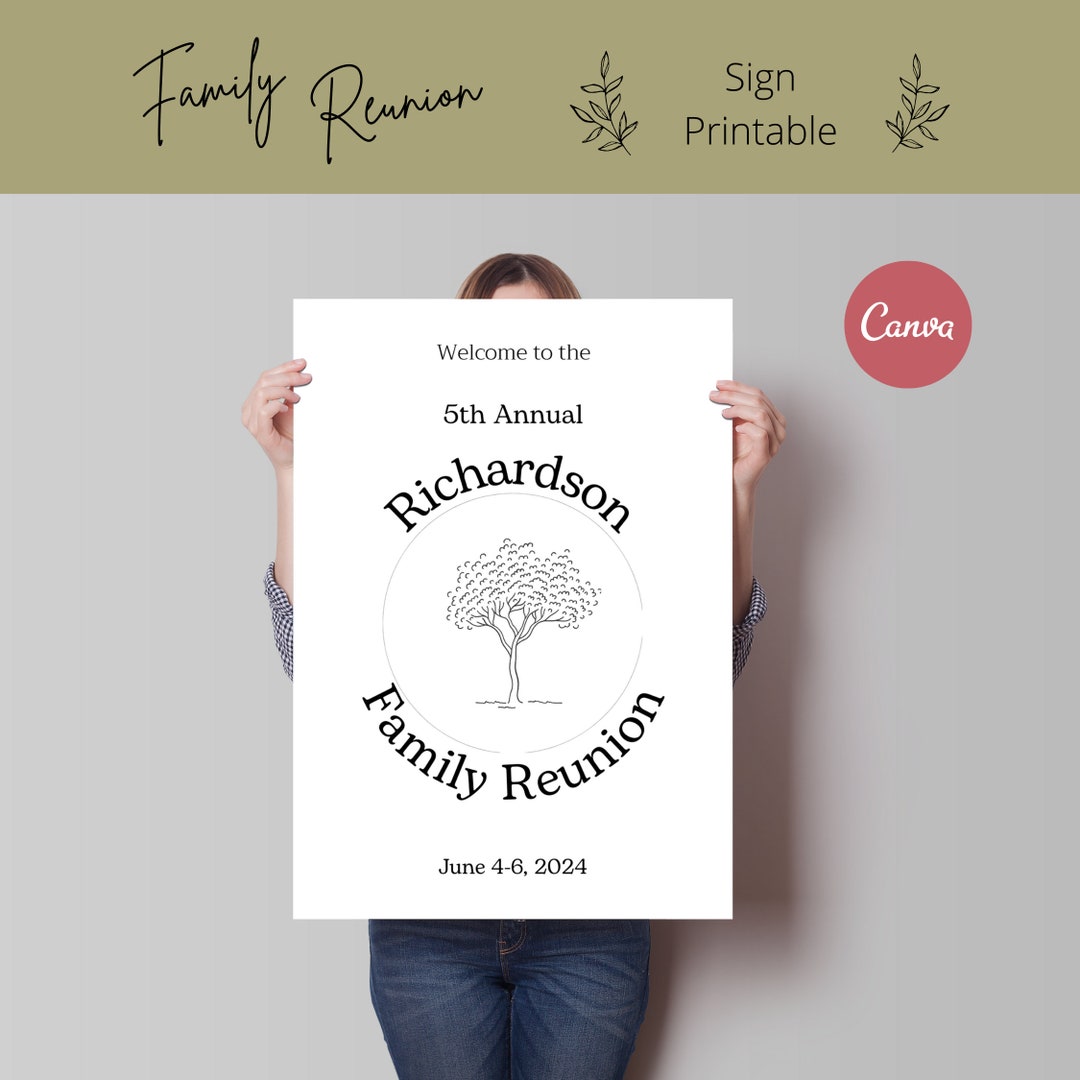 Family Reunion Sign Template, Tree | Welcome Event Sign Template for ...