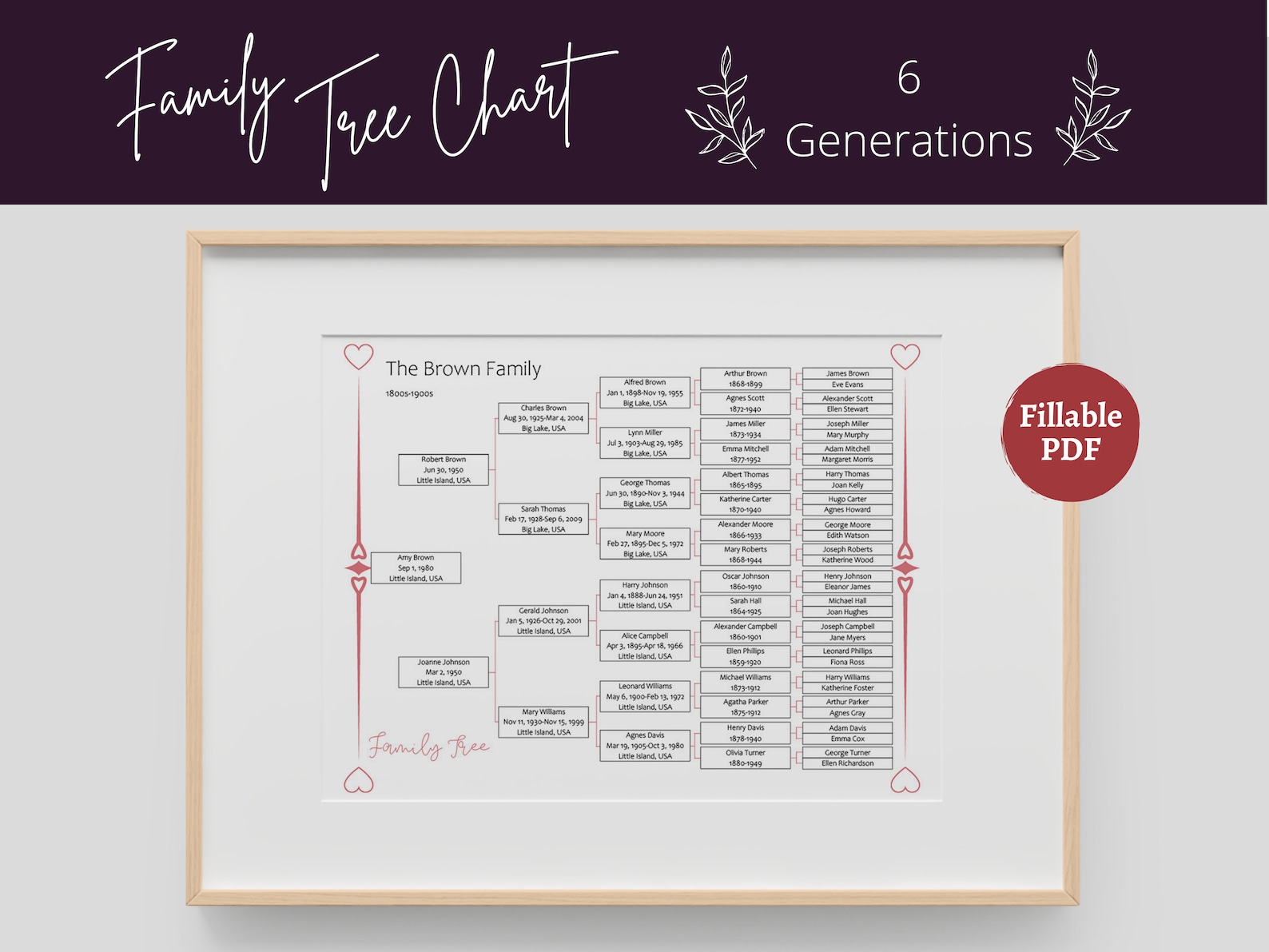 Family Tree Chart 6 Generations Digital & Printable PDF Family Tree ...