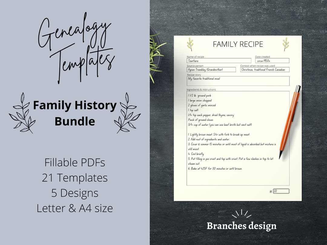Family History Genealogy Templates Digital Printable | Genealogy ...