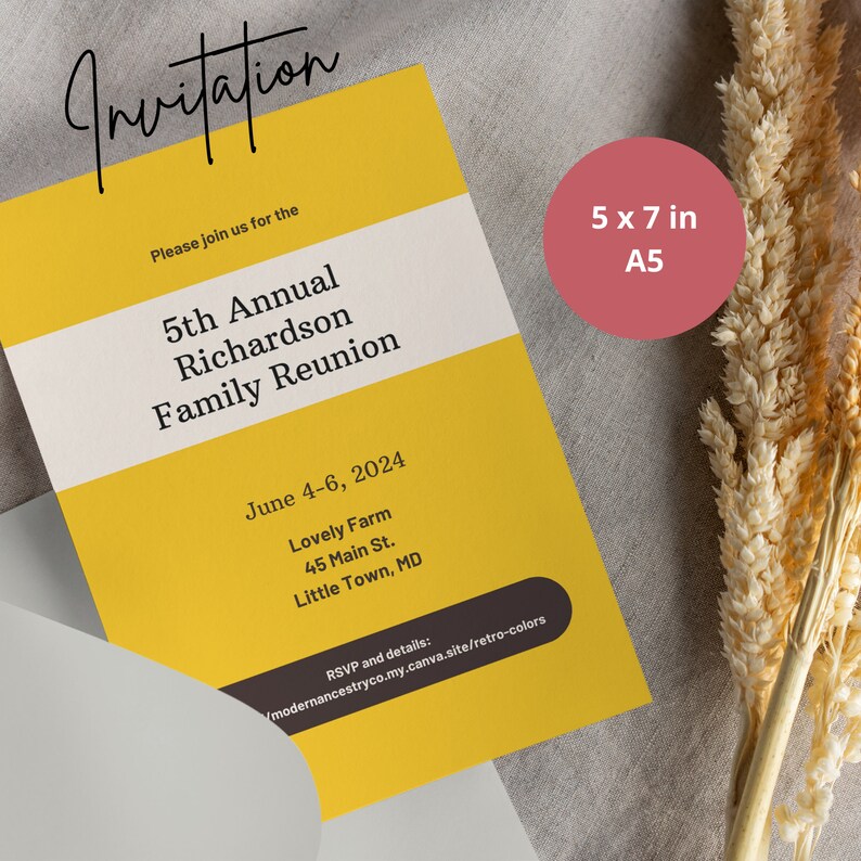 Family Reunion Invitation Template, Sunshine Retro Event Invitation ...