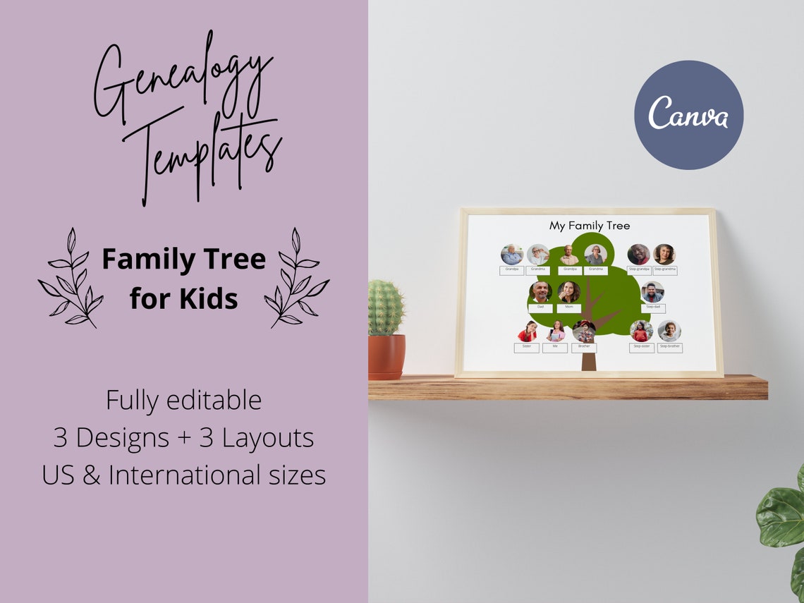 Plantilla de árbol genealógico para niños (fotografía imprimible ...