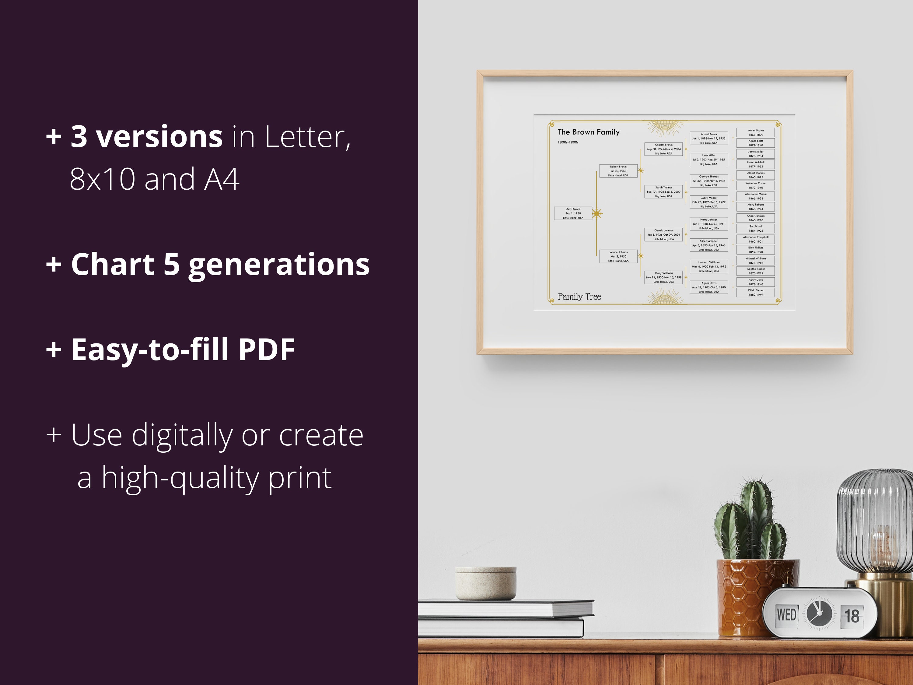 Family Tree Template Printable Fillable PDF Family Tree Chart 5 ...