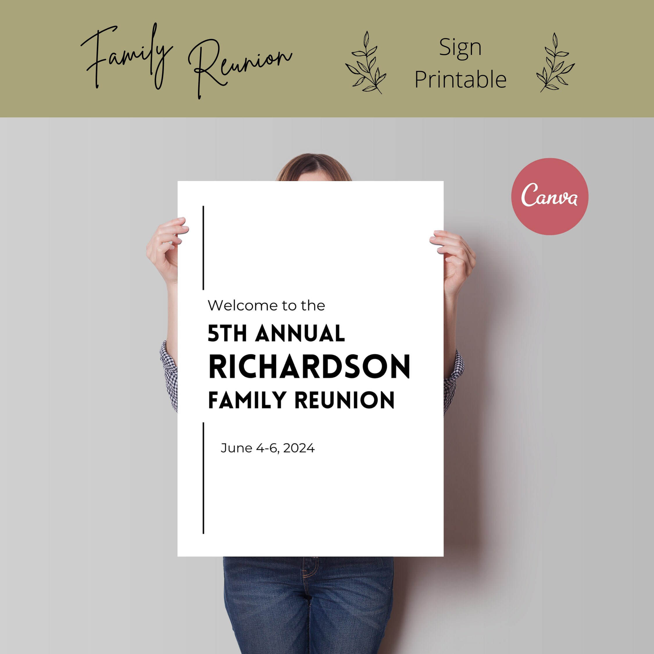Family Reunion Sign Template, Minimalist Welcome Event Sign Template ...