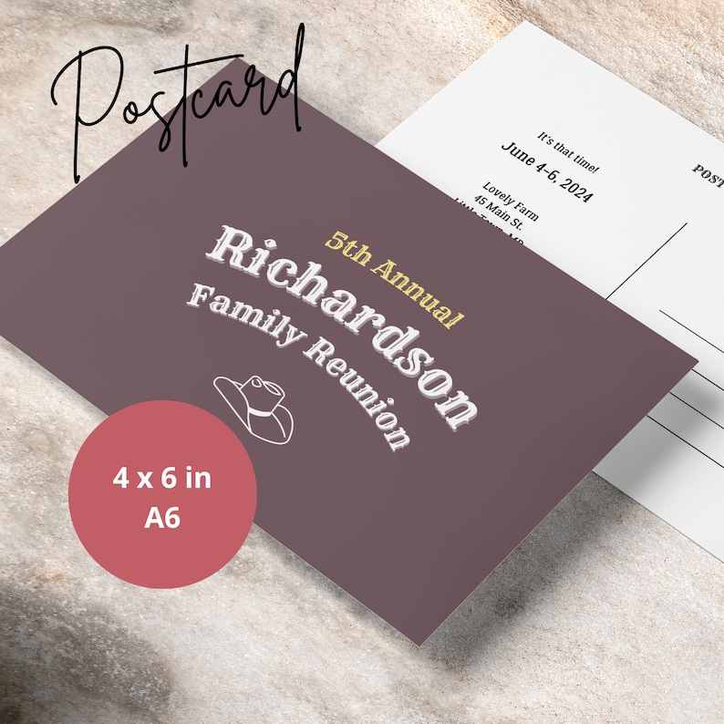 Family Reunion Postcard Template, Cowboy | Event Postcard Template for ...