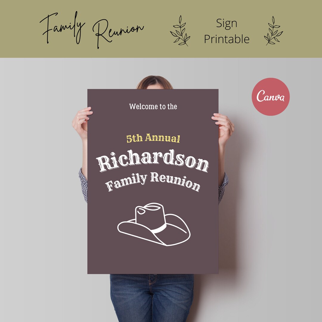Family Reunion Sign Template, Cowboy | Welcome Event Sign Template for ...