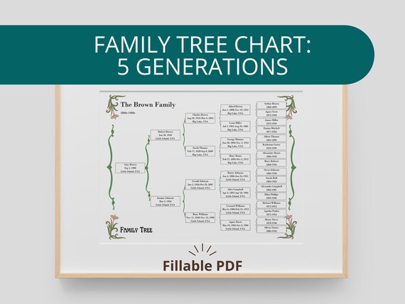 Family Tree Chart 5 Generations Digital & Printable PDF - Etsy