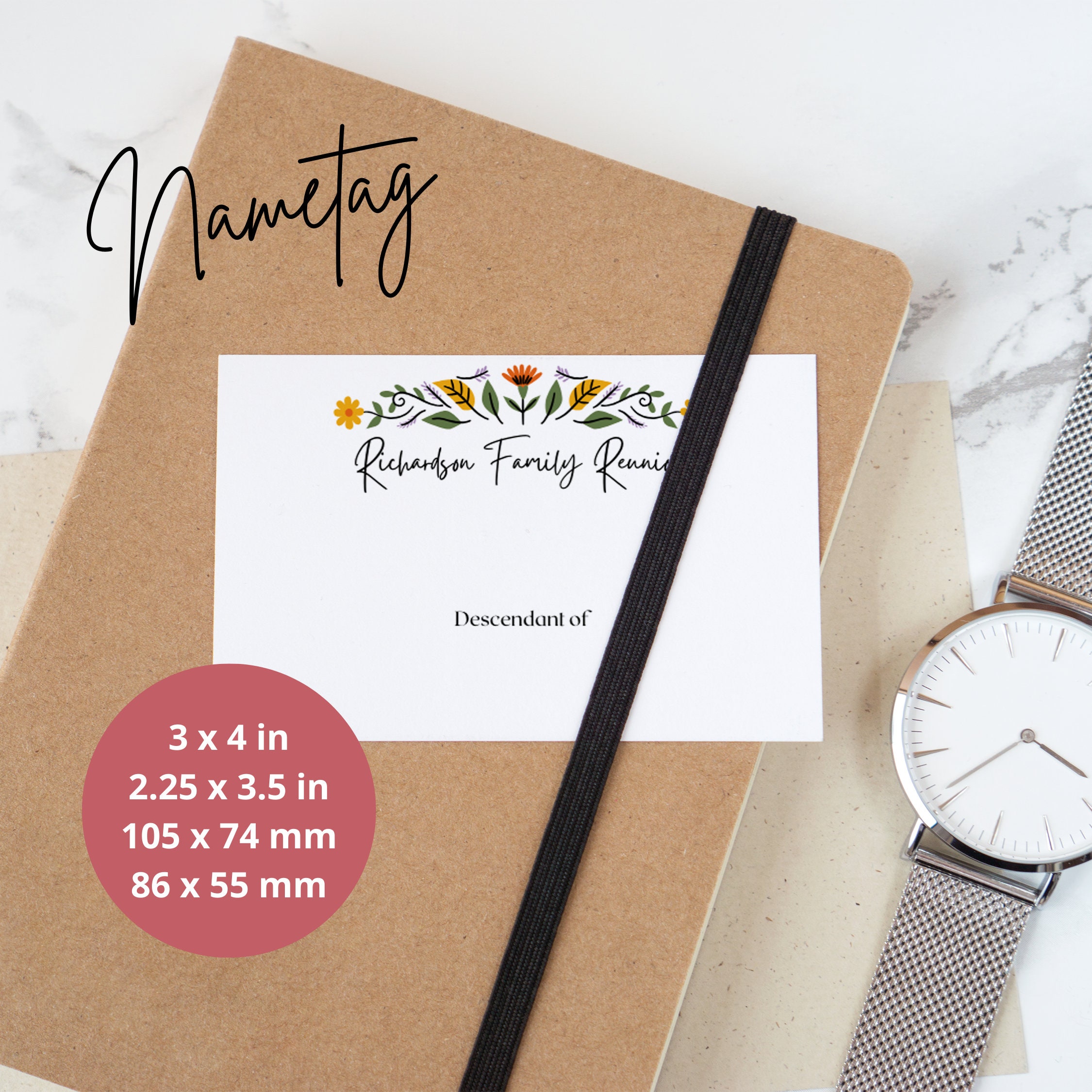 Family Reunion Name Tag Template, Floral | Event Name Tag Template for ...