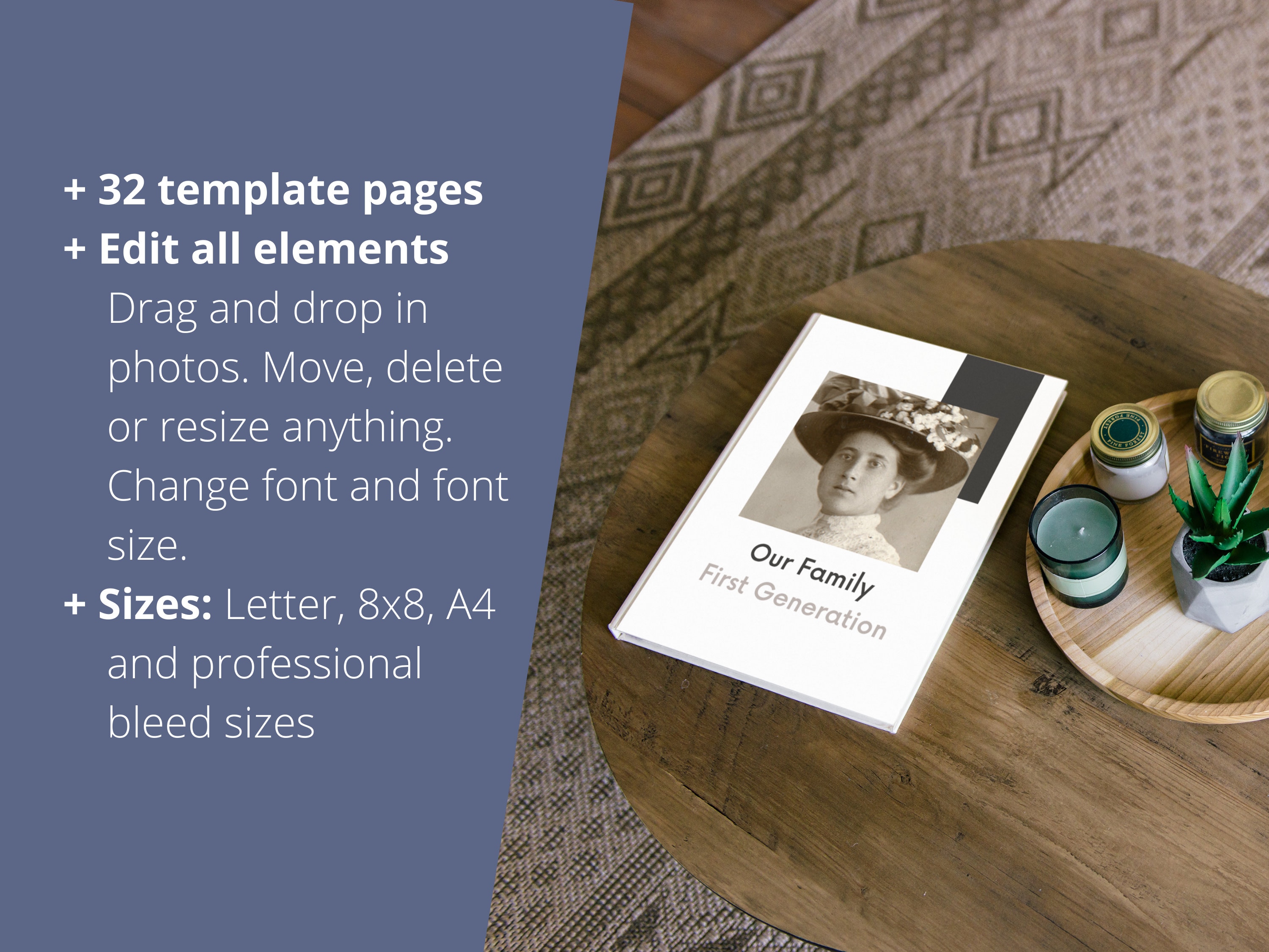 Family History Book Template Canva - Minimalist | Customizable Family ...