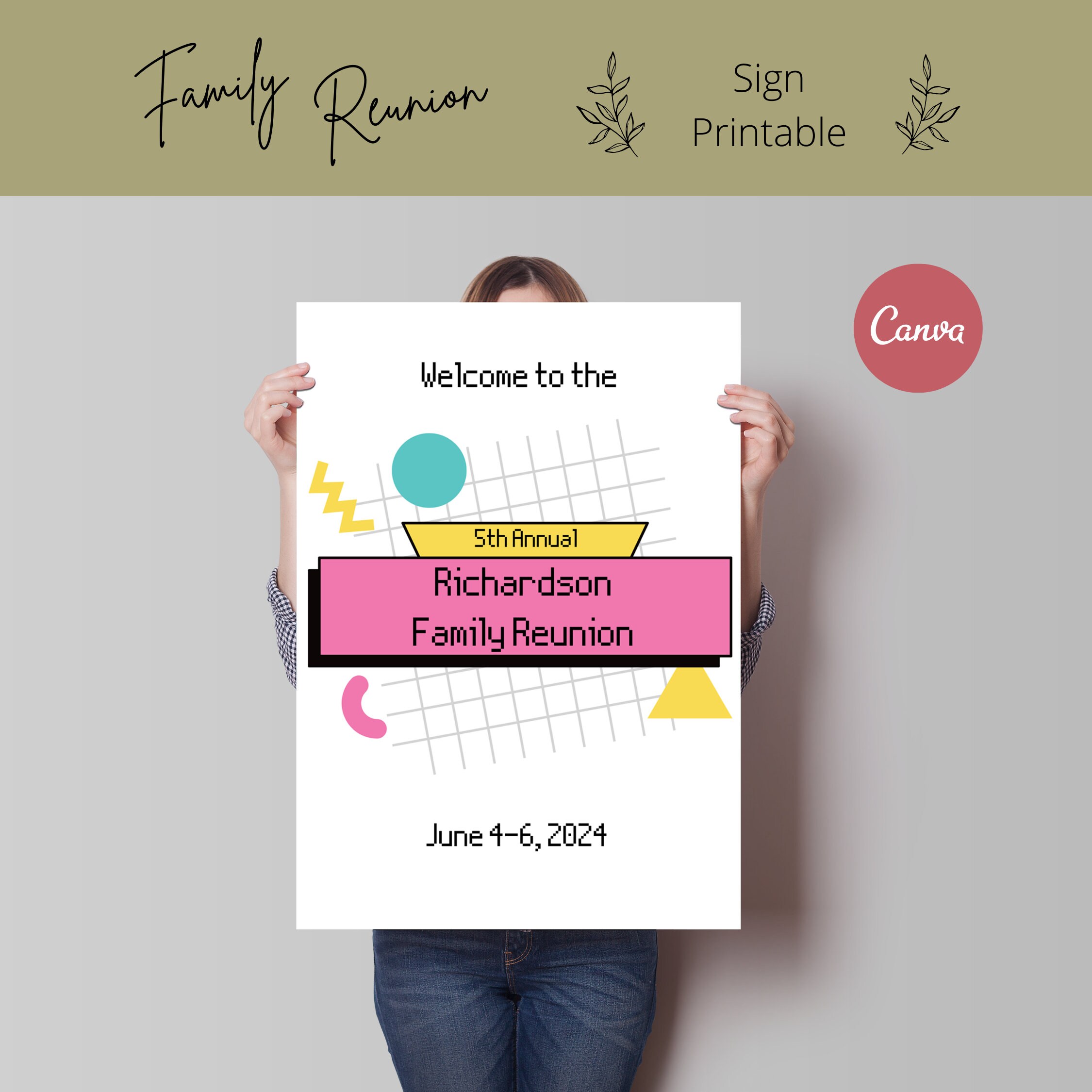 Family Reunion Sign Template, 80s 90s Welcome Event Sign Template for ...