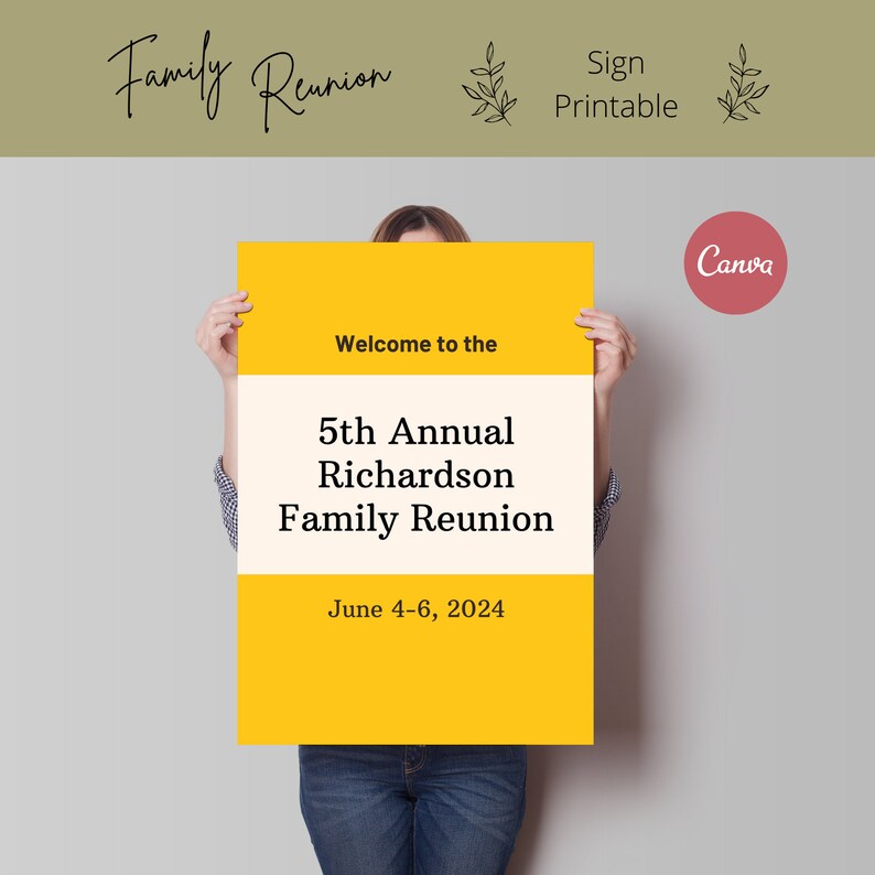 Family Reunion Sign Template, Retro | Welcome Event Sign Template for ...