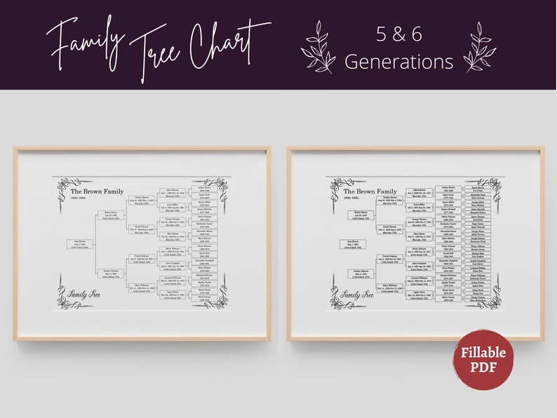 Family Tree Template Printable Fillable PDF Family Tree Chart 5 & 6 ...