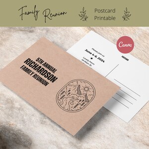 Family Reunion Postcard Template, Rustic | Event Postcard Template for ...