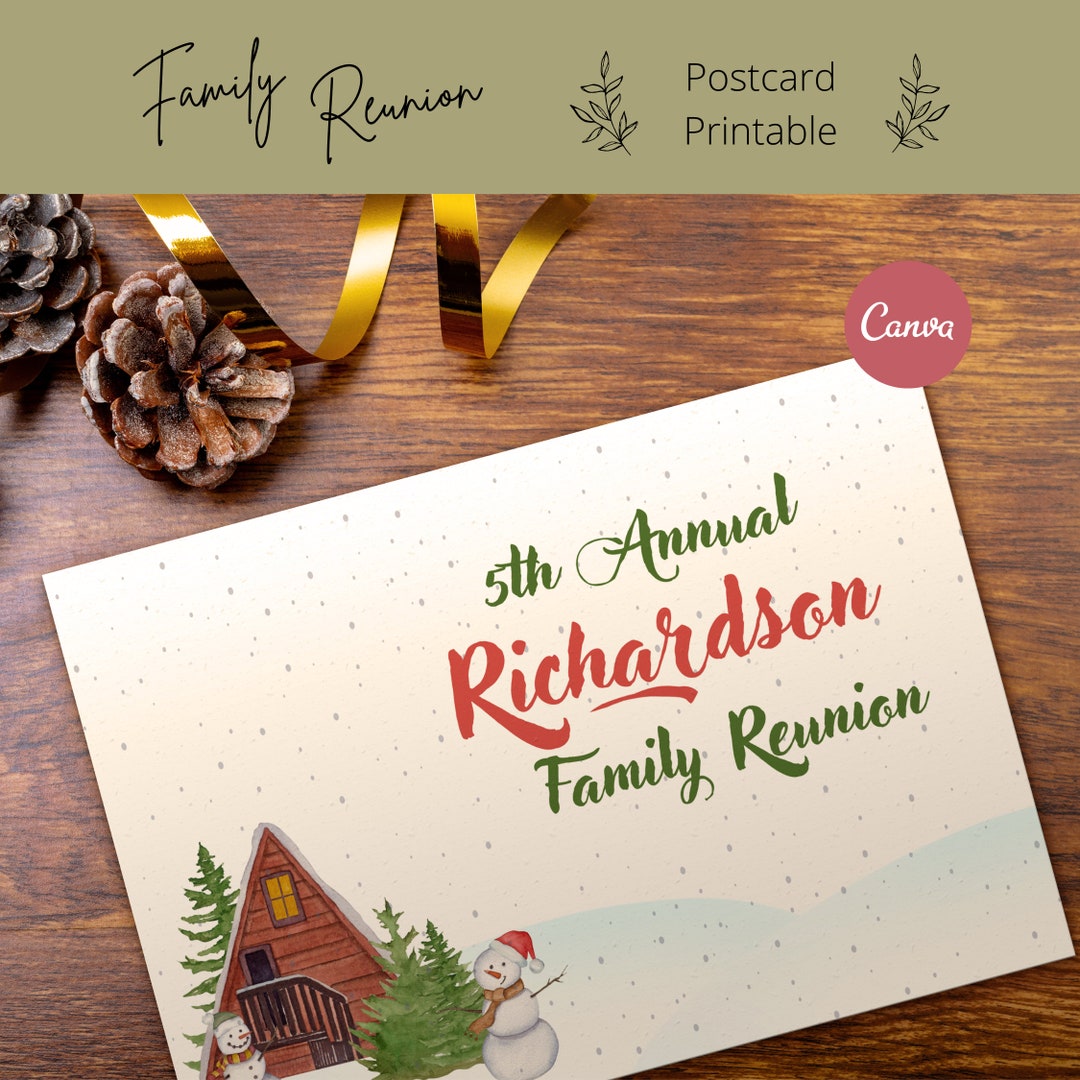 Family Reunion Postcard Template, Winter Holiday | Event Postcard ...