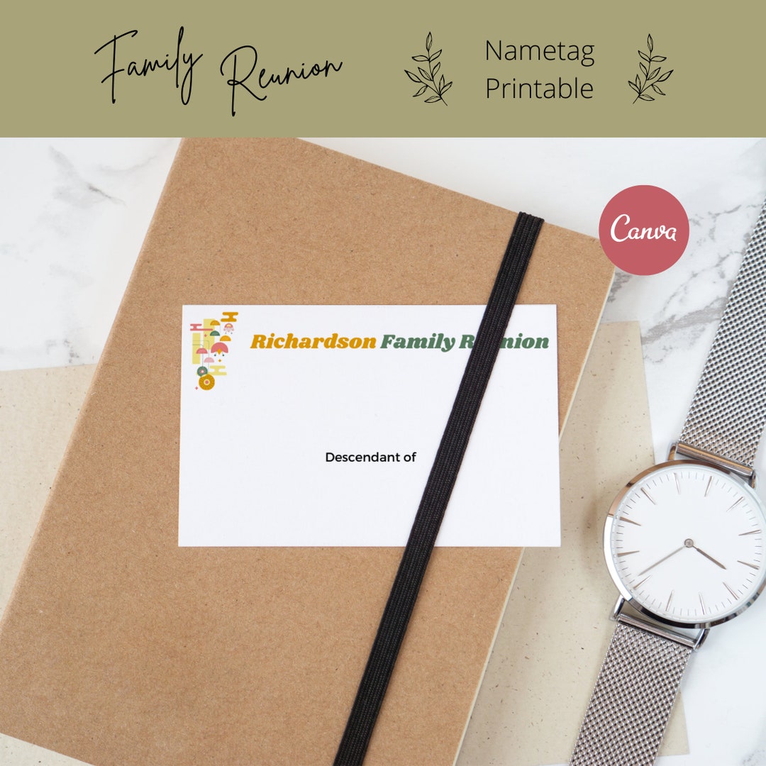 Family Reunion Name Tag Template, Retro | Event Name Tag Template for ...