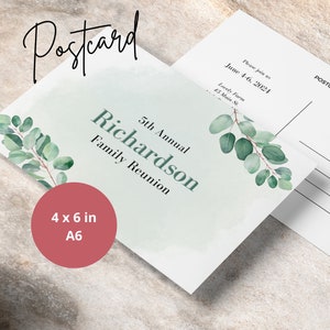 Family Reunion Postcard Template, Leaves | Event Postcard Template for ...