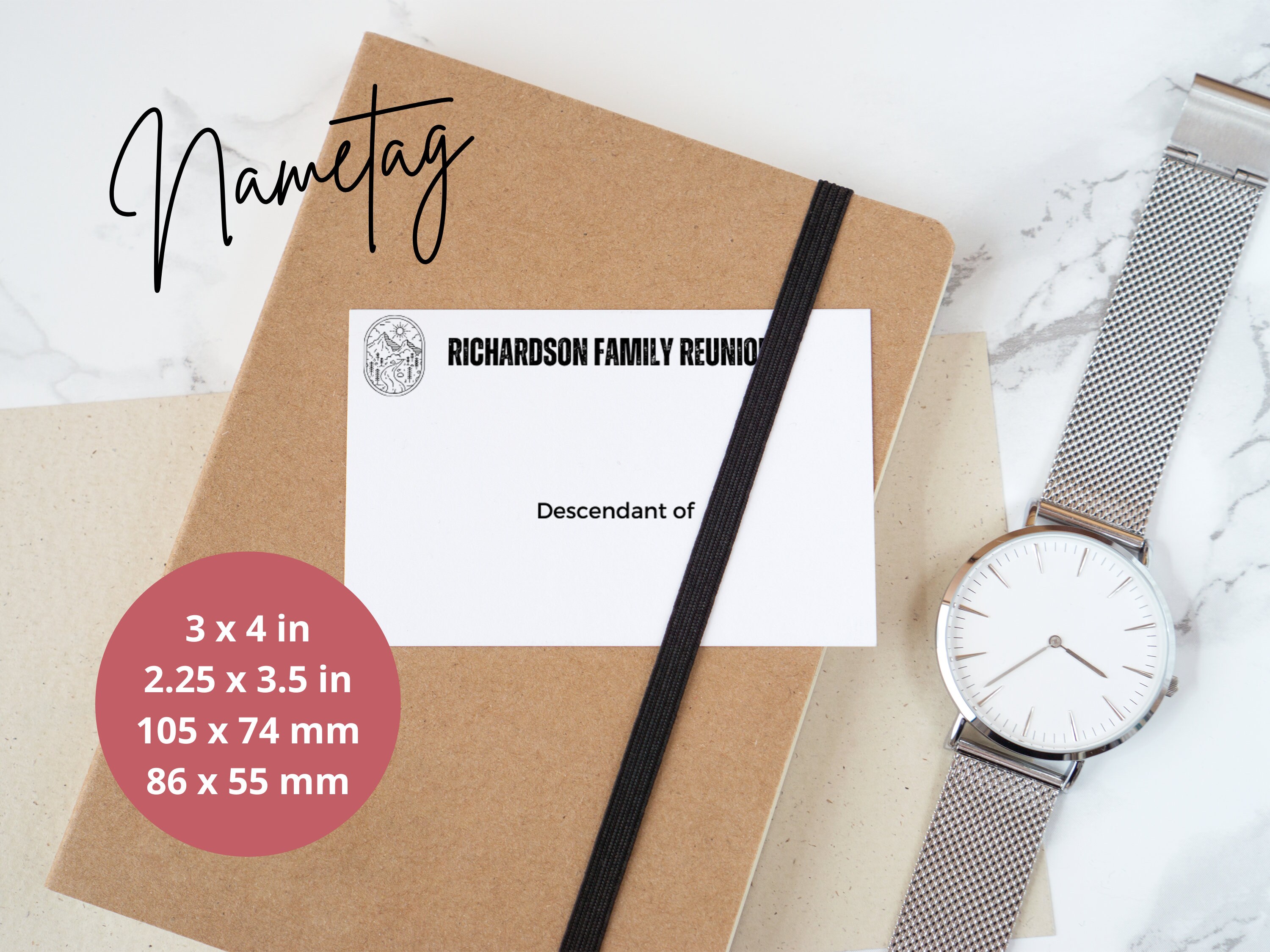 Family Reunion Name Tag Template, Rustic Event Name Tag Template for ...