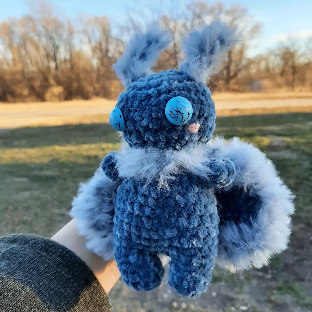 Crochet Blue Fluffy Mothman Cryptid - Etsy