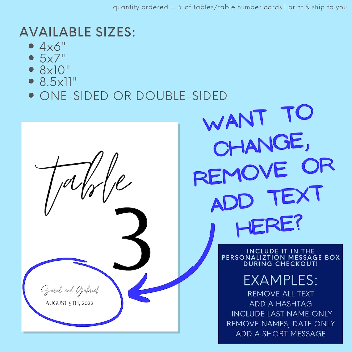 Wedding Table Number Cards, Table Number Cards Printed, Custom Wedding ...