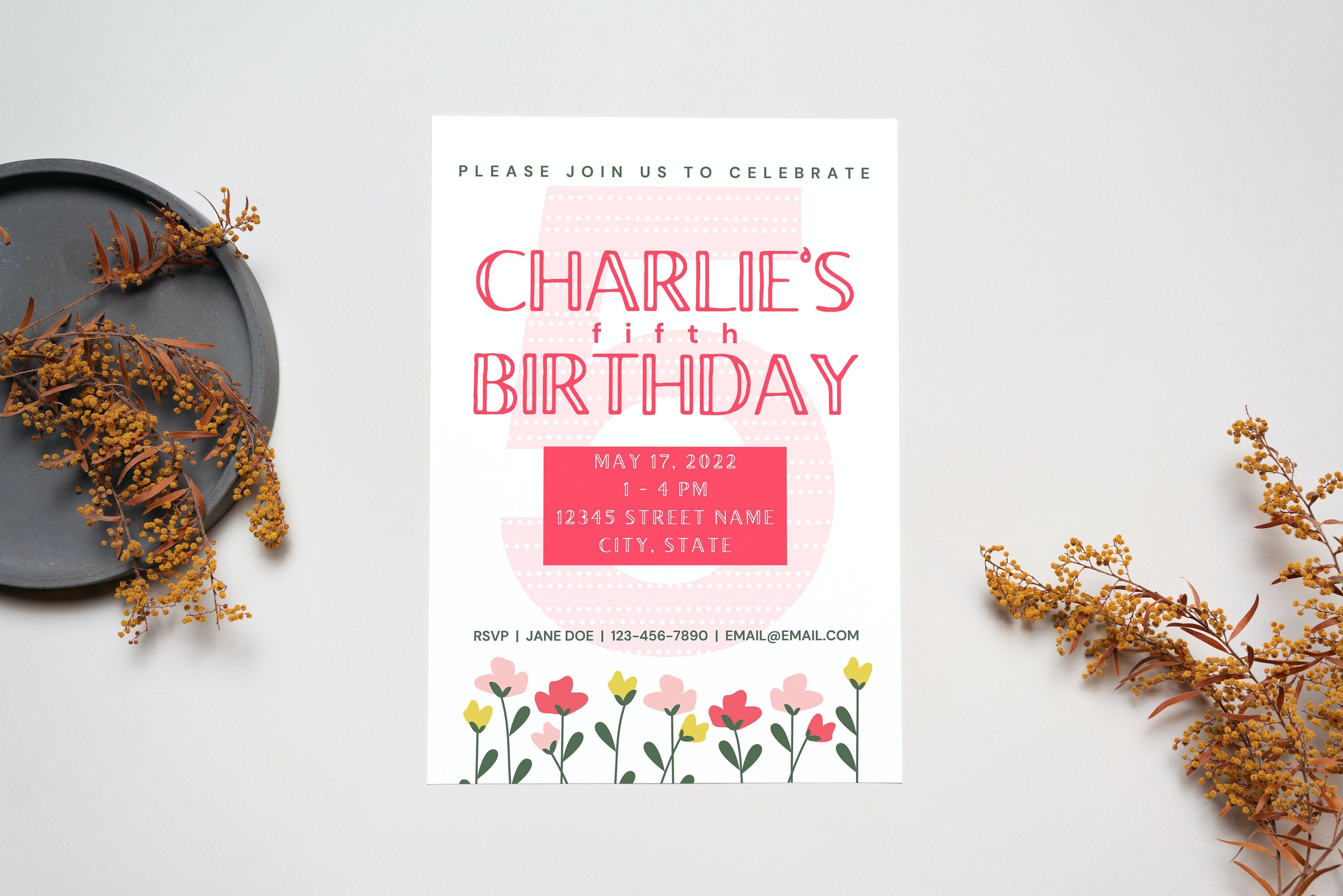 Custom Birthday Party Invitation, Personalized Printed Birthday Card ...