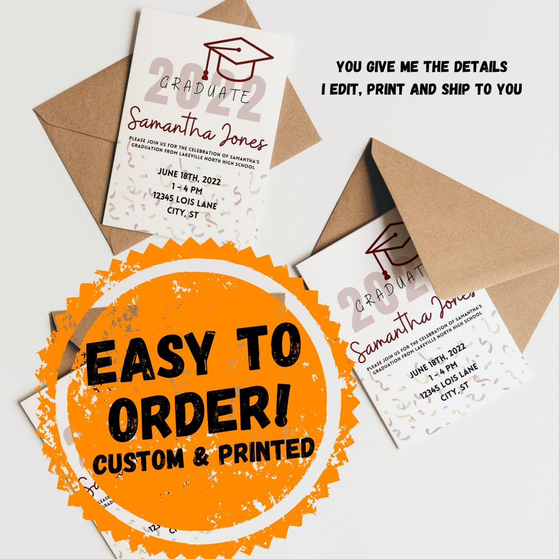 Custom Graduation Party Invitation, Personalized Grad Party Card ...