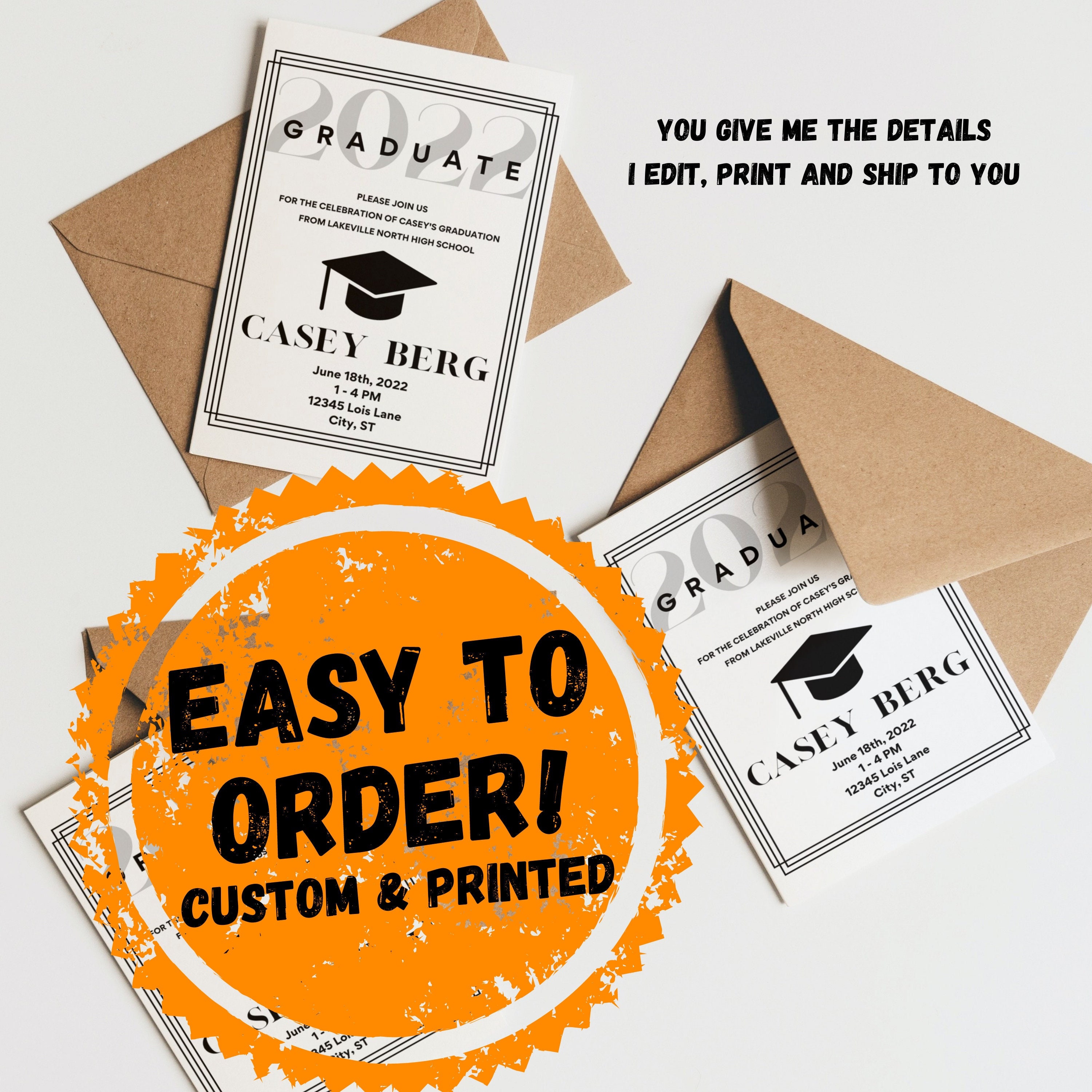 Custom Graduation Party Invitation, Personalized Graduation Invite ...