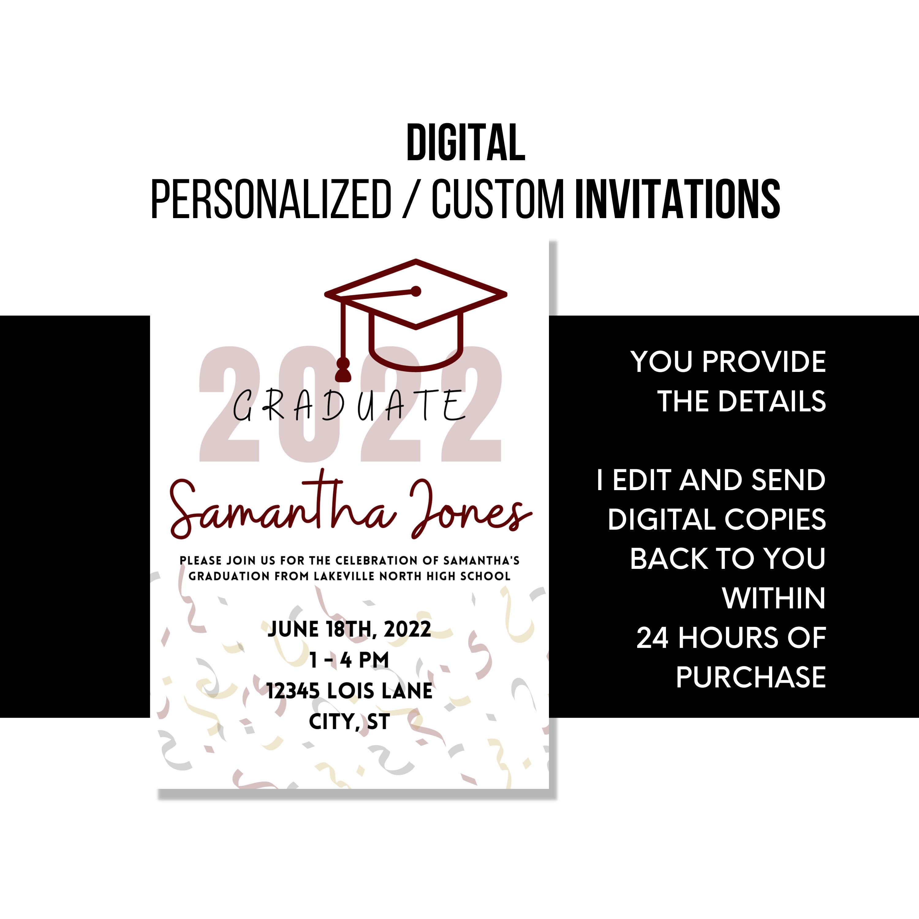 Custom Digital Graduation Invitation Printable, Graduation Announcement ...