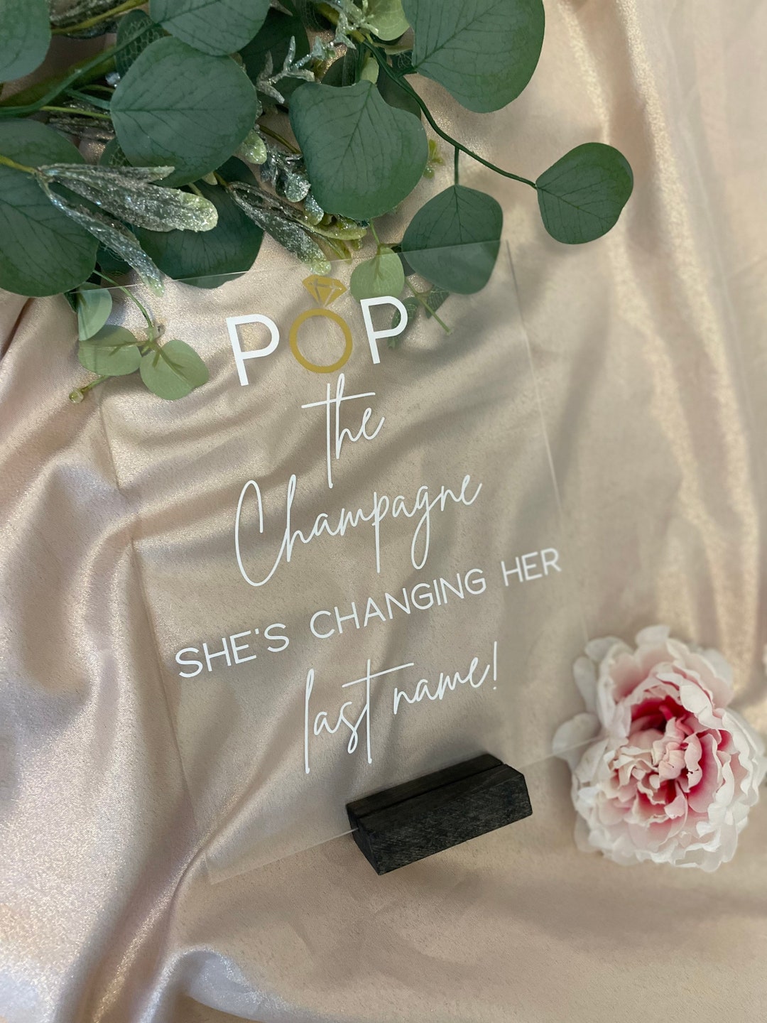 Pop the Champagne Sign Pop the Bubbly Acrylic Bridal Shower - Etsy