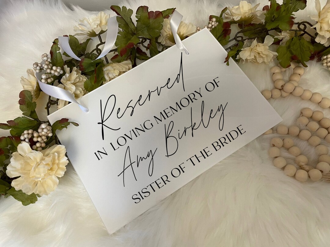 In Loving Memory Sign for Weddings Reserved Wedding Sign - Etsy Australia