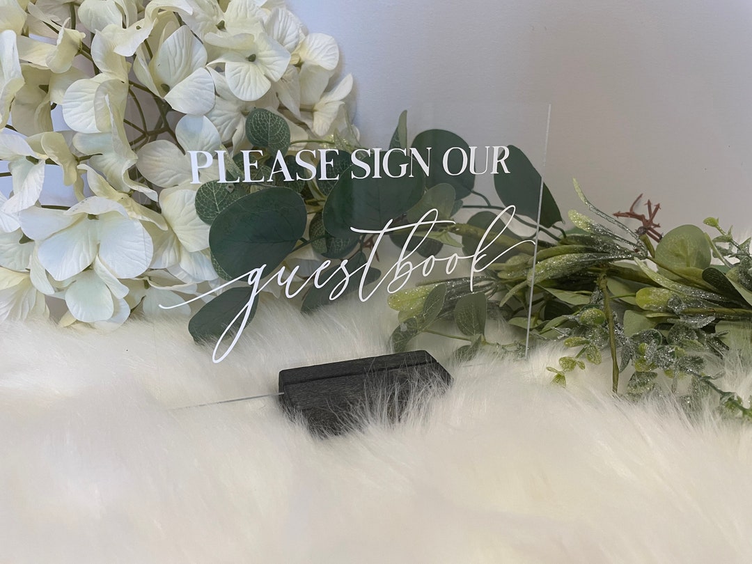 Acrylic Guestbook Sign, Please Sign Our Guestbook, Acrylic Wedding Sign ...