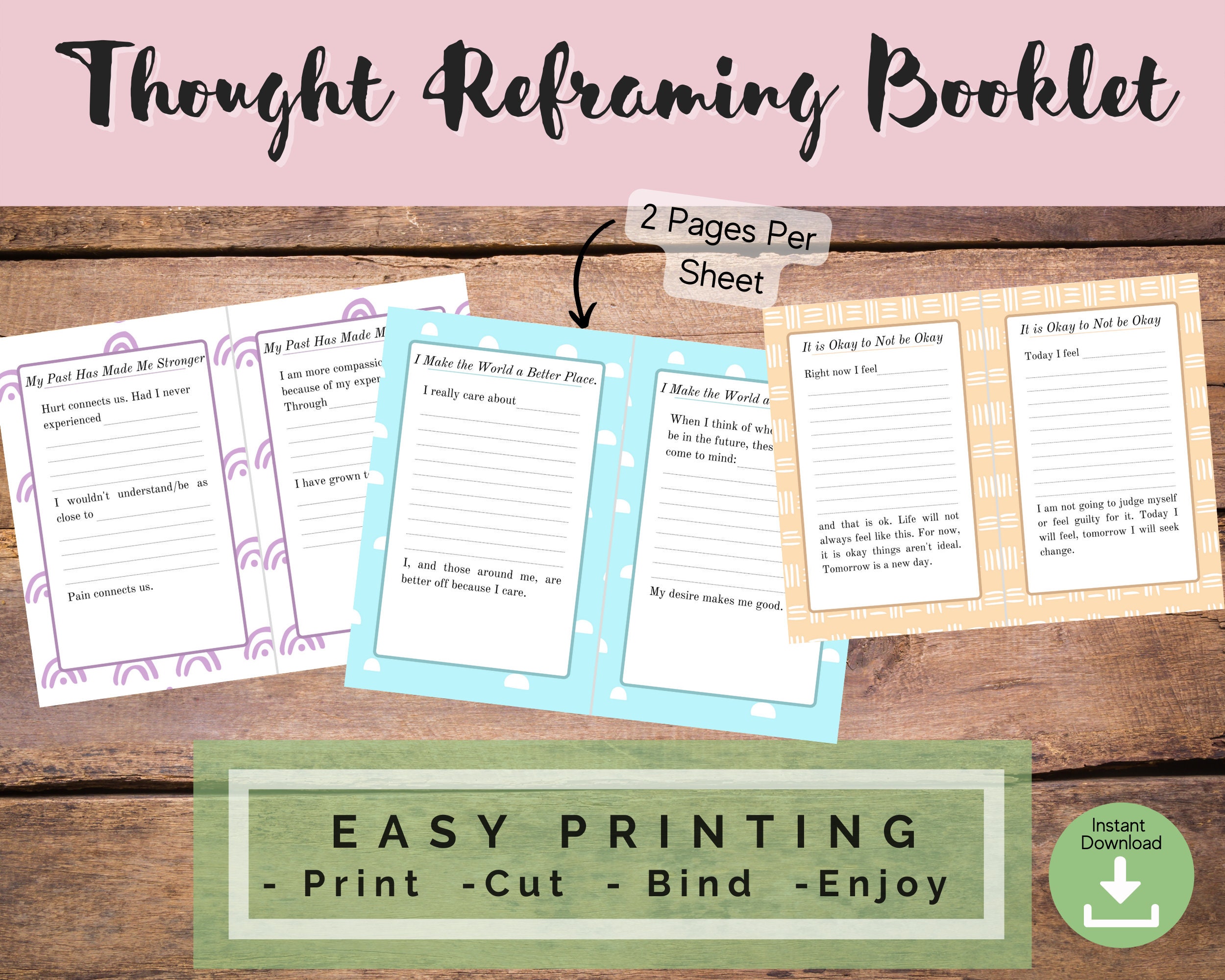 Reframing Your Thoughts Booklet - Mindfulness Journal - Reframe Your ...