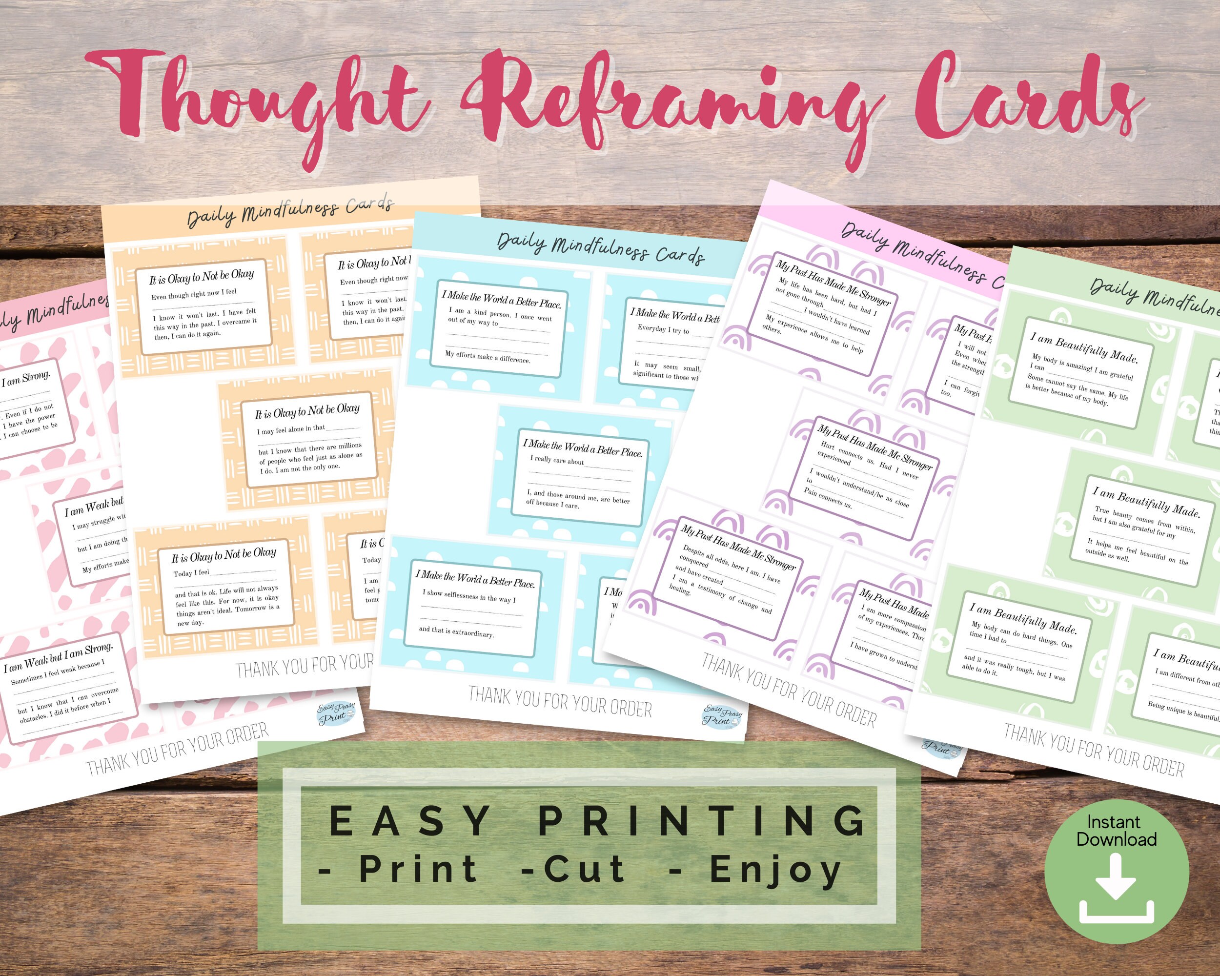 Thought Reframing Cards - Mindfulness - Reframe Your Body Image, Past ...