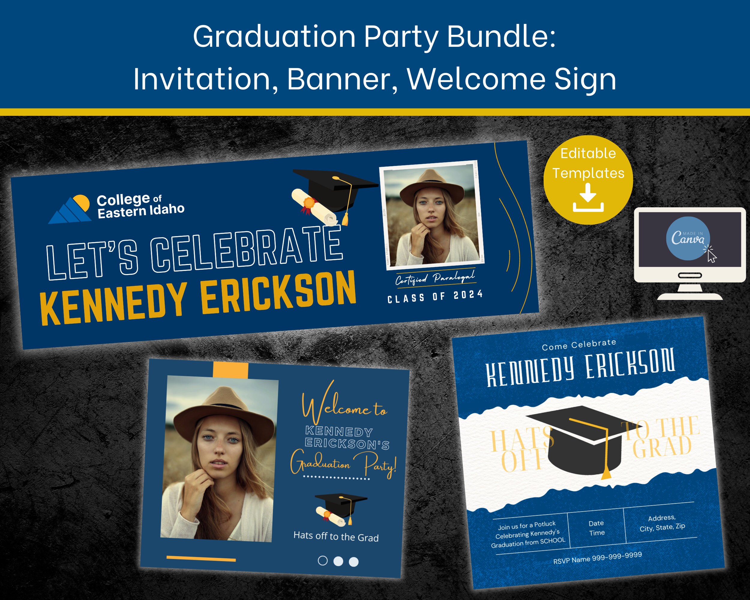 Graduation Party Bundle: Invitation, Banner, Welcome Sign - Customize ...