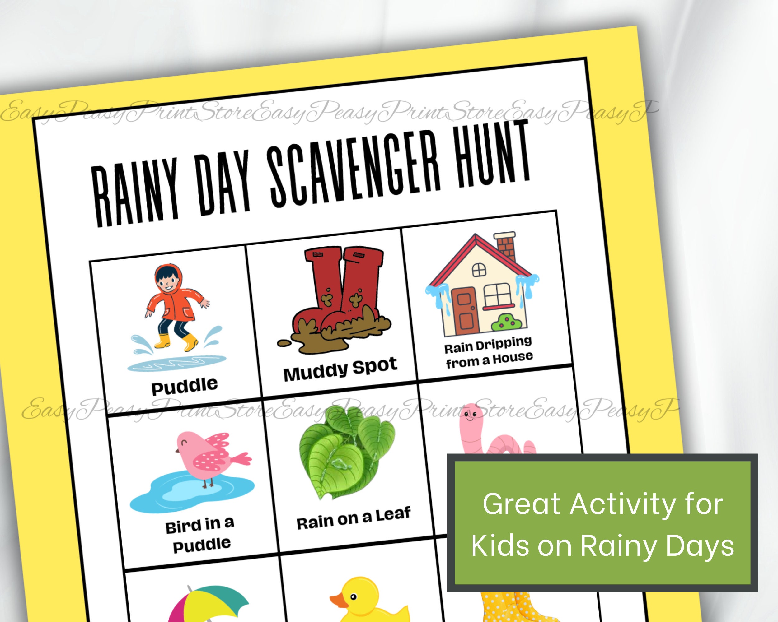 Rainy Day Scavenger Hunt Printable: Fun Outdoor Adventure for Kids! - Etsy