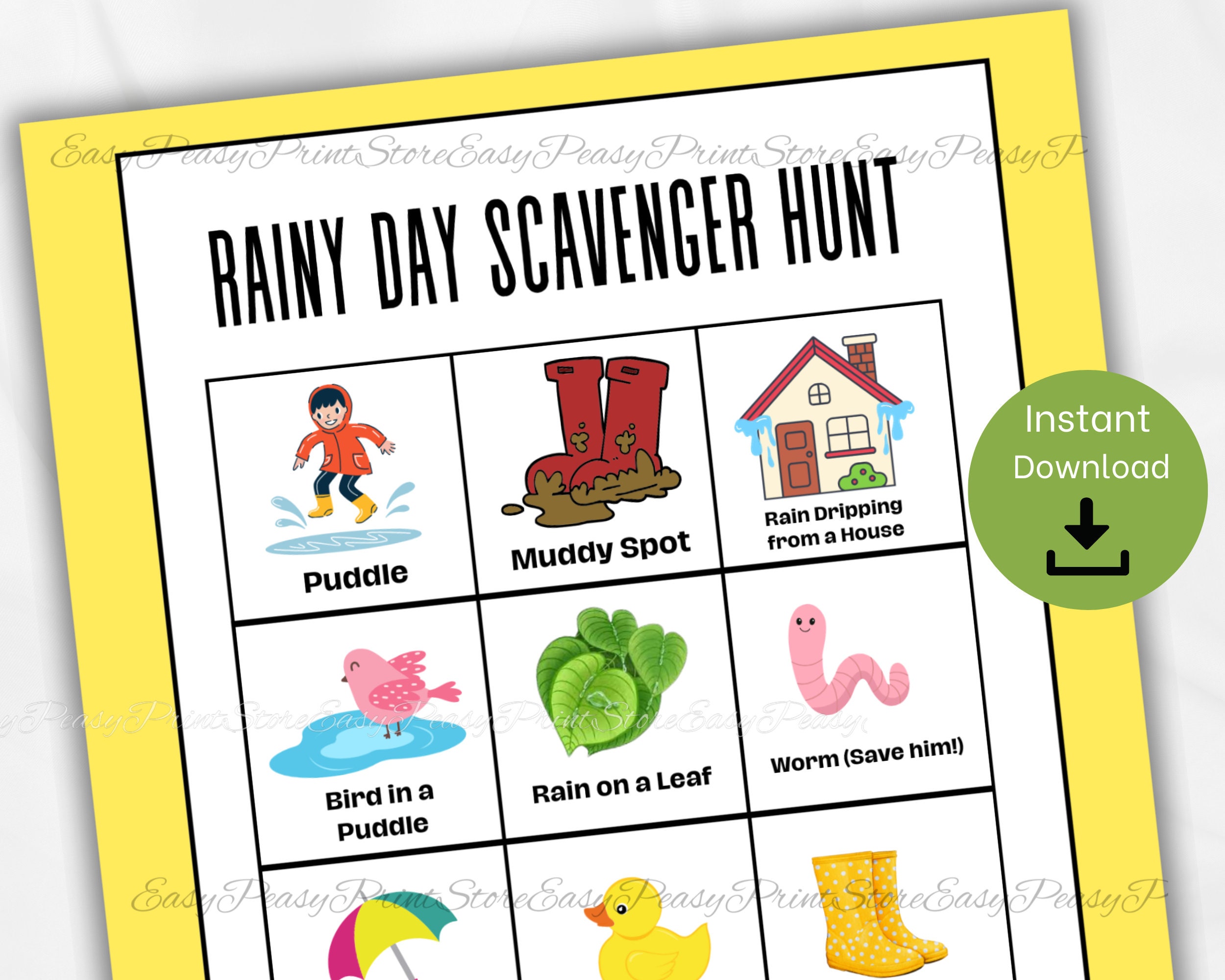 Rainy Day Scavenger Hunt Printable: Fun Outdoor Adventure for Kids! - Etsy