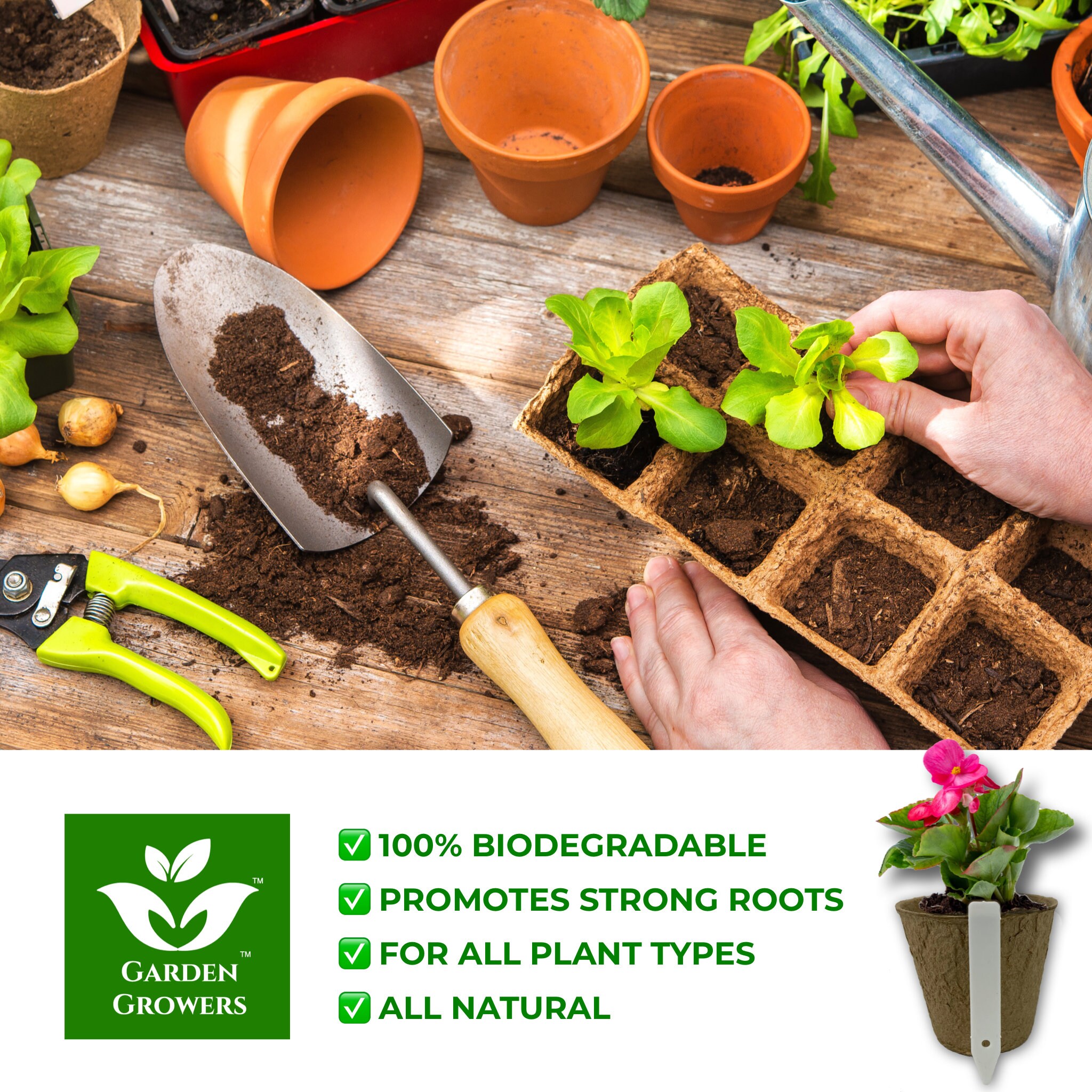 Garden Growers Seed Starter Trays Earth-friendly Peat Pots With 10 ...