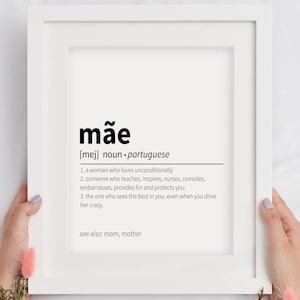 Mãe Definition Print Gifts for Mom Gifts for Her Brazil Portugal ...