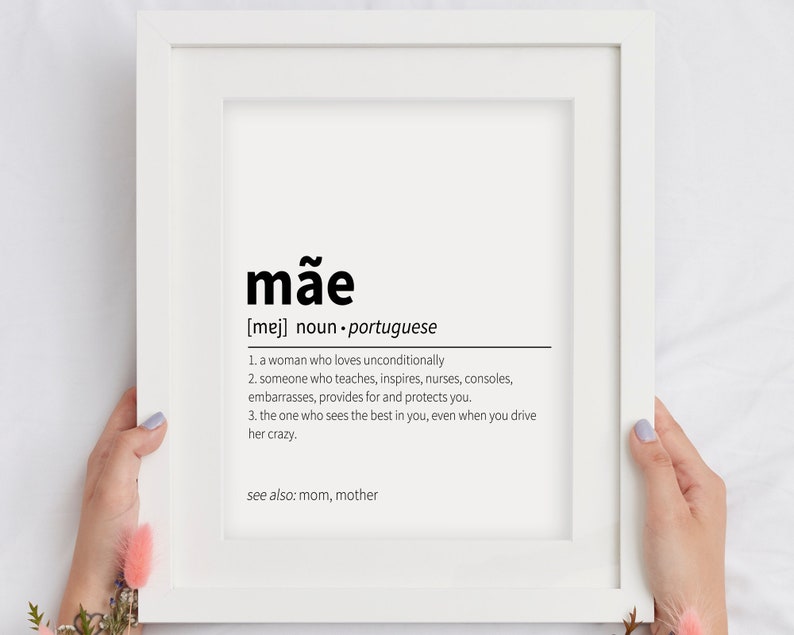 Mãe Definition Print | Gifts for Mom | Gifts for Her | Brazil Portugal ...