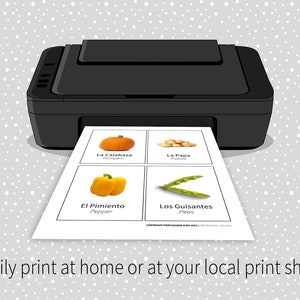 20 Spanish & English Bilingual Vegetables Flashcard Printable ...