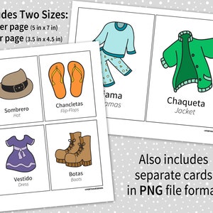 22 Spanish & English Bilingual Clothes Flashcard Printable Preschool ...