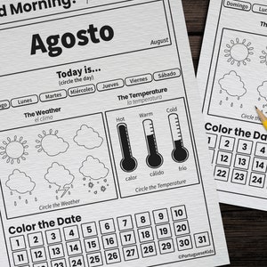 12 Spanish Calendar Worksheets for Kids | Printable Spanish Circle Time ...