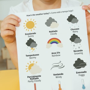 Portuguese Freebie Weather Poster Printable | Preschool Brazilian Kids ...
