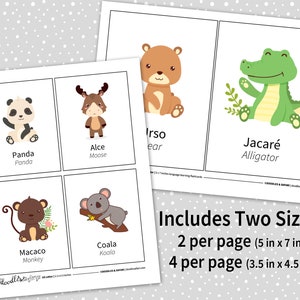 24 Portuguese & English Animals Flashcards Printable | Brazil Child ...
