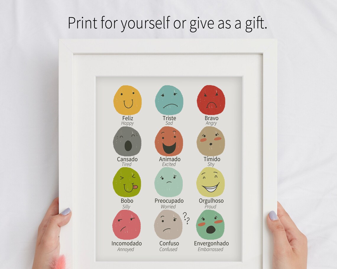 Portuguese & English Emotions Poster Printable Preschool - Etsy